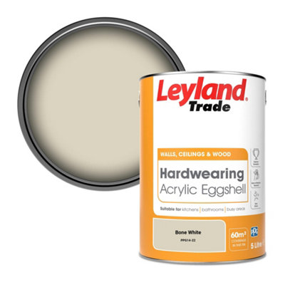 Leyland Trade Hardwearing Acrylic Eggshell Emulsion Paint Bone White ...