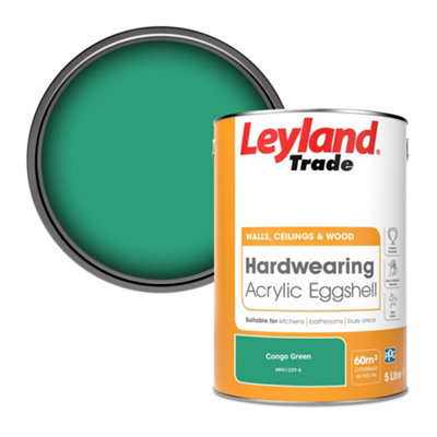 Leyland Trade Hardwearing Acrylic Eggshell Emulsion Paint Congo Green ...