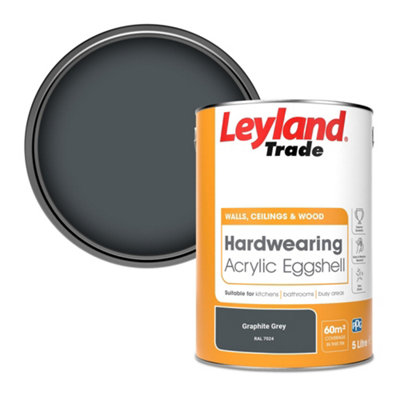 Leyland Trade Hardwearing Acrylic Eggshell Emulsion Paint Graphite Grey ...