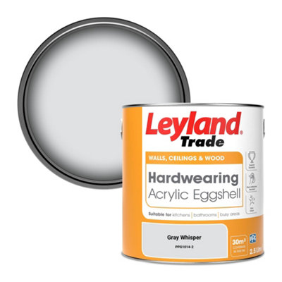 Leyland Trade Hardwearing Acrylic Eggshell Emulsion Paint Gray Whisper ...