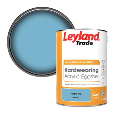 Leyland Trade Hardwearing Acrylic Eggshell Emulsion Paint Harbor Sky ...