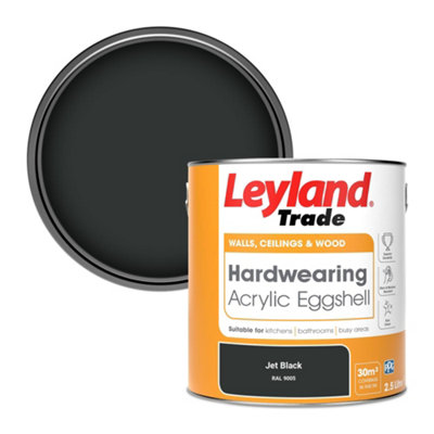 Leyland Trade Hardwearing Acrylic Eggshell Emulsion Paint Jet Black ...