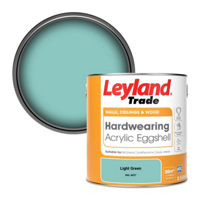 Leyland Trade Hardwearing Acrylic Eggshell Emulsion Paint Light Green ...
