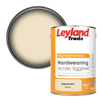 Leyland Trade Hardwearing Acrylic Eggshell Emulsion Paint Magnolia ...