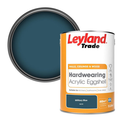 Leyland Trade Hardwearing Acrylic Eggshell Emulsion Paint Military Blue ...
