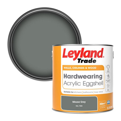 Leyland Trade Hardwearing Acrylic Eggshell Emulsion Paint Mouse Grey ...