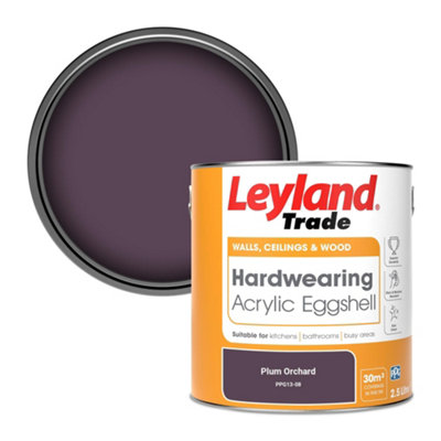 Leyland Trade Hardwearing Acrylic Eggshell Emulsion Paint Plum Orchard ...