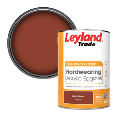 Leyland Trade Hardwearing Acrylic Eggshell Emulsion Paint Rojo Colonial ...