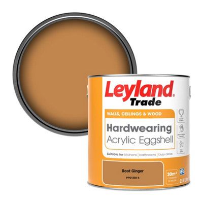 Leyland Trade Hardwearing Acrylic Eggshell Emulsion Paint Root Ginger ...
