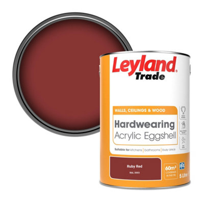 Leyland Trade Hardwearing Acrylic Eggshell Emulsion Paint Ruby Red (RAL ...