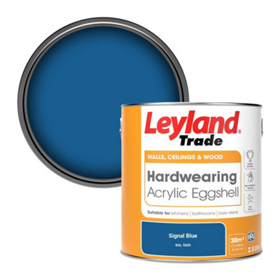 Leyland Trade Hardwearing Acrylic Eggshell Emulsion Paint Signal Blue ...