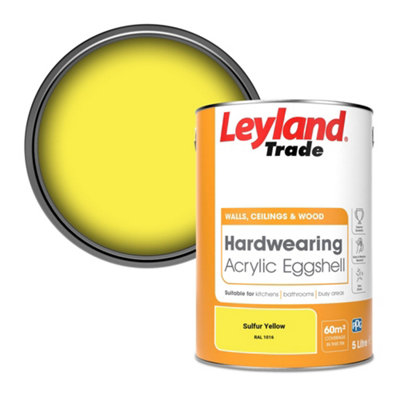 Leyland Trade Hardwearing Acrylic Eggshell Emulsion Paint Sulfur Yellow ...