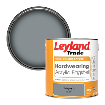 Leyland Trade Hardwearing Acrylic Eggshell Emulsion Paint Telegrey 2 ...