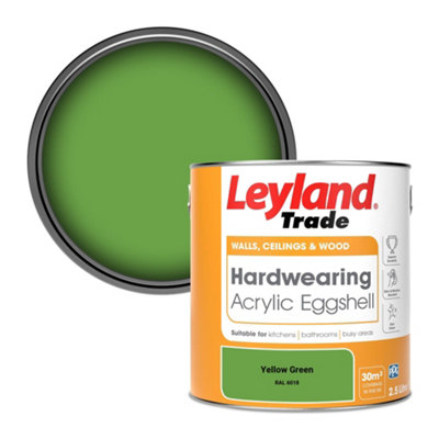 Leyland Trade Hardwearing Acrylic Eggshell Emulsion Paint Yellow Green ...