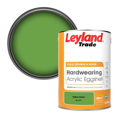 Leyland Trade Hardwearing Acrylic Eggshell Emulsion Paint Yellow Green ...