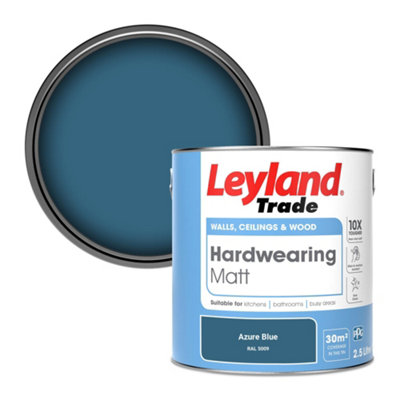 Leyland Trade Hardwearing Matt Emulsion Paint Azure Blue (RAL 5009) 2.5L