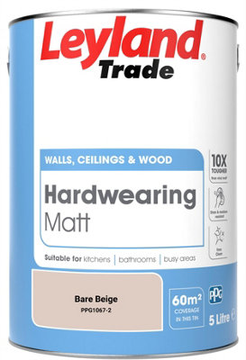 Leyland Trade Hardwearing Matt Emulsion Paint Bare Beige (PPG1067-2) 5L
