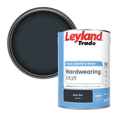 Leyland Trade Hardwearing Matt Emulsion Paint Black Blue (RAL 5004) 5L