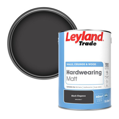 Leyland Trade Hardwearing Matt Emulsion Paint Black Elegance (PPG1004-7) 5L
