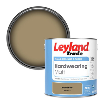 Leyland Trade Hardwearing Matt Emulsion Paint Brown Bear (PPG1101-5) 2.5L