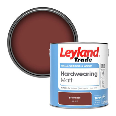 Leyland Trade Hardwearing Matt Emulsion Paint Brown Red (RAL 3011) 2.5L
