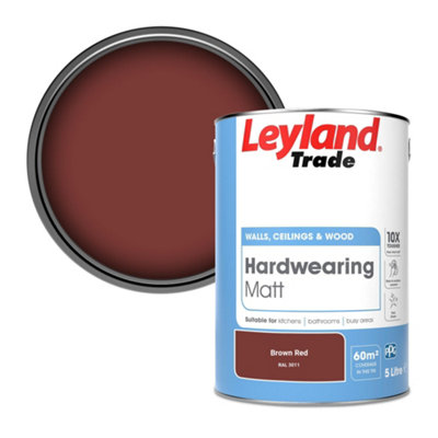 Leyland Trade Hardwearing Matt Emulsion Paint Brown Red (RAL 3011) 5L