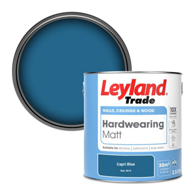 Leyland Trade Hardwearing Matt Emulsion Paint Capri Blue (RAL 5019) 2.5L