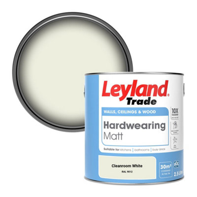 Leyland Trade Hardwearing Matt Emulsion Paint Cleanroom White (RAL 9012 ...