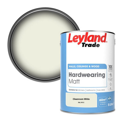 Leyland Trade Hardwearing Matt Emulsion Paint Cleanroom White (RAL 9012) 5L