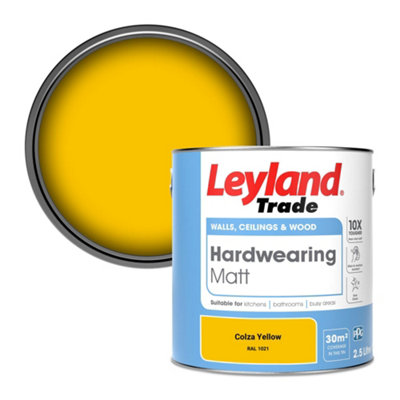 Leyland Trade Hardwearing Matt Emulsion Paint Colza Yellow (RAL 1021) 2.5L