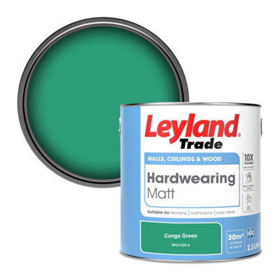 Leyland Trade Hardwearing Matt Emulsion Paint Congo Green (PPG1229-6) 2.5L