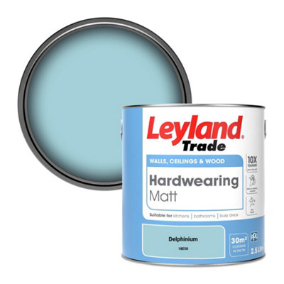 Leyland Trade Hardwearing Matt Emulsion Paint Delphinium (18E50) 2.5L