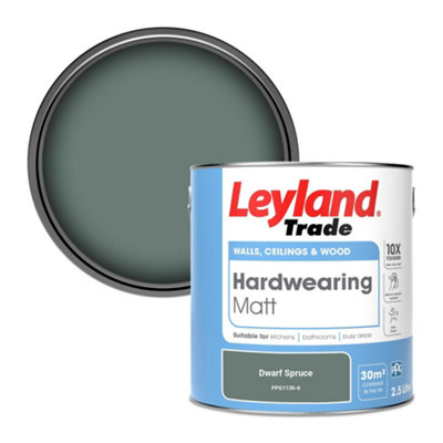 Leyland Trade Hardwearing Matt Emulsion Paint Dwarf Spruce (PPG1136-6) 2.5L