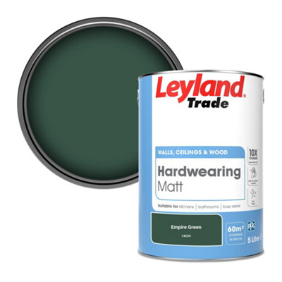 Leyland Trade Hardwearing Matt Emulsion Paint Empire Green (14C39) 5L