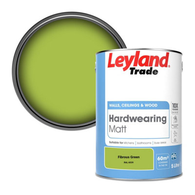 Leyland Trade Hardwearing Matt Emulsion Paint Fibrous Green (RAL 6039) 5L