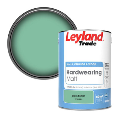 Leyland Trade Hardwearing Matt Emulsion Paint Green Balloon (PPG1228-4) 5L