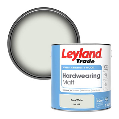 Leyland Trade Hardwearing Matt Emulsion Paint Grey White (RAL 9002) 2.5L