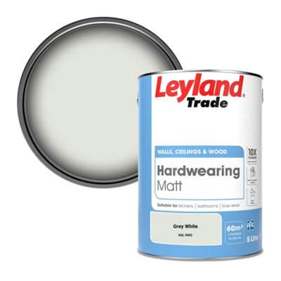 Leyland Trade Hardwearing Matt Emulsion Paint Grey White (RAL 9002) 5L