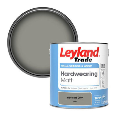 Leyland Trade Hardwearing Matt Emulsion Paint Hurricane Grey (10A07) 2.5L