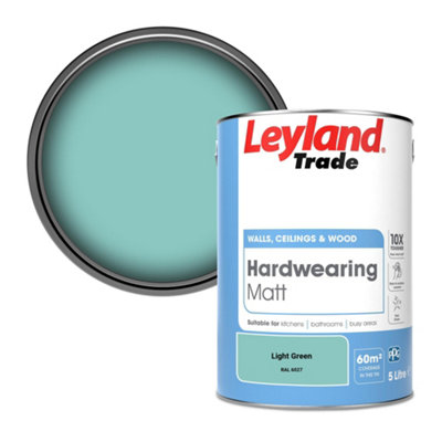 LEYLAND TRADE HARDWEARING MATT EMULSION PAINT LIGHT GREEN (RAL 6027) 5L