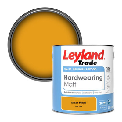 Leyland Trade Hardwearing Matt Emulsion Paint Maize Yellow (RAL 1006) 2.5L