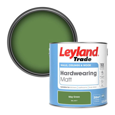 Leyland Trade Hardwearing Matt Emulsion Paint May Green (RAL 6017) 2.5L