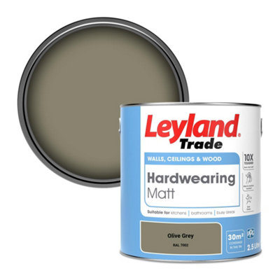 Leyland Trade Hardwearing Matt Emulsion Paint Olive Grey (RAL 7002) 2.5L
