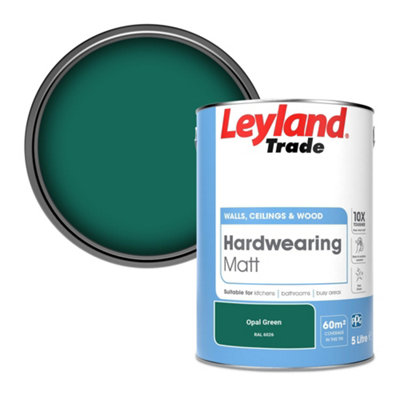 Leyland Trade Hardwearing Matt Emulsion Paint Opal Green (RAL 6026) 5L