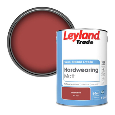 Leyland Trade Hardwearing Matt Emulsion Paint Orient Red (RAL 3031) 5L