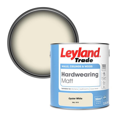 Leyland Trade Hardwearing Matt Emulsion Paint Oyster White (RAL 1013) 2.5L