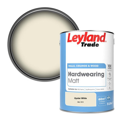 Leyland Trade Hardwearing Matt Emulsion Paint Oyster White (RAL 1013) 5L
