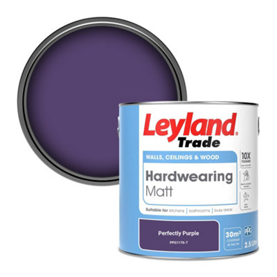 Leyland Trade Hardwearing Matt Emulsion Paint Perfectly Purple (PPG1176 ...