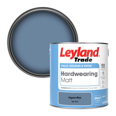 Leyland Trade Hardwearing Matt Emulsion Paint Pigeon Blue (RAL 5014) 2.5L