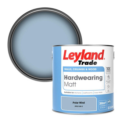 LEYLAND TRADE HARDWEARING MATT EMULSION PAINT POLAR WIND (PPG1160-3) 2.5L
